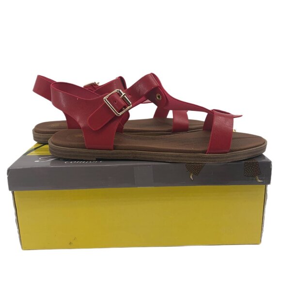 Unknown | Shoes | Red Tan Ankle Strap Sandals Forever Comfort | Poshmark
